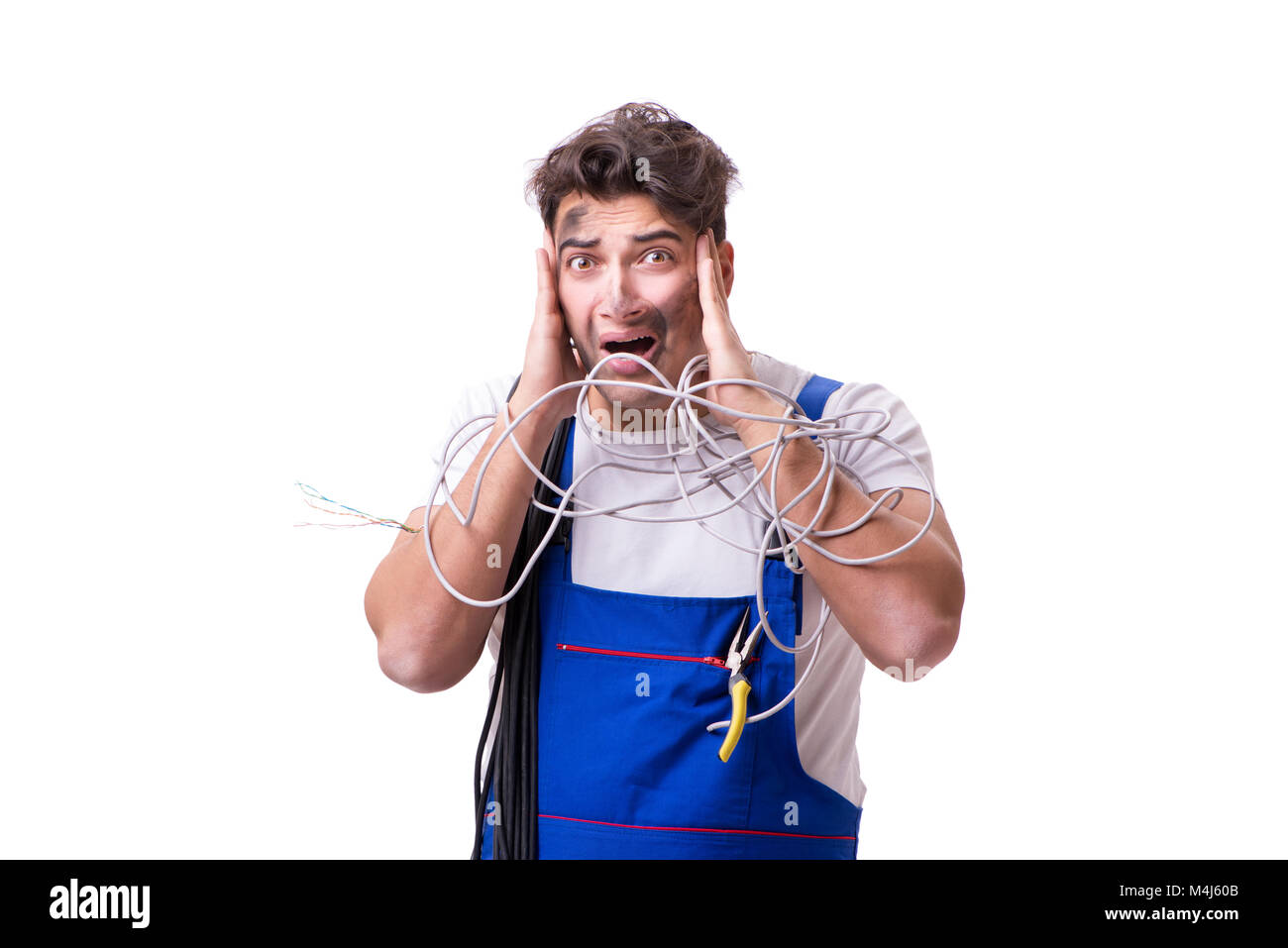 Funny man doing electrical hi-res stock photography and images - Alamy