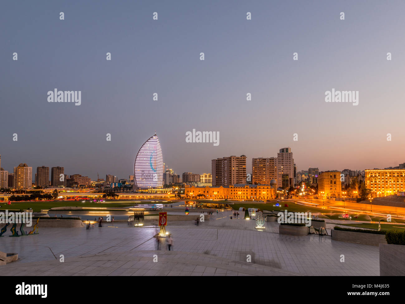 Night view of Baku Azerbaijan during sunset Stock Photo - Alamy