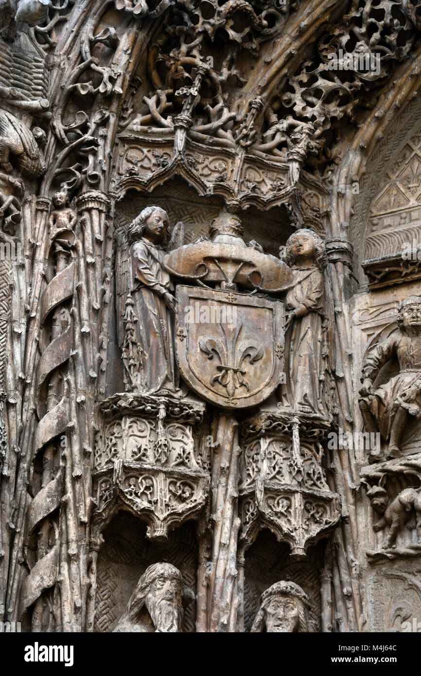 Sculptures of front facade (details) The Iglesia conventual de San ...