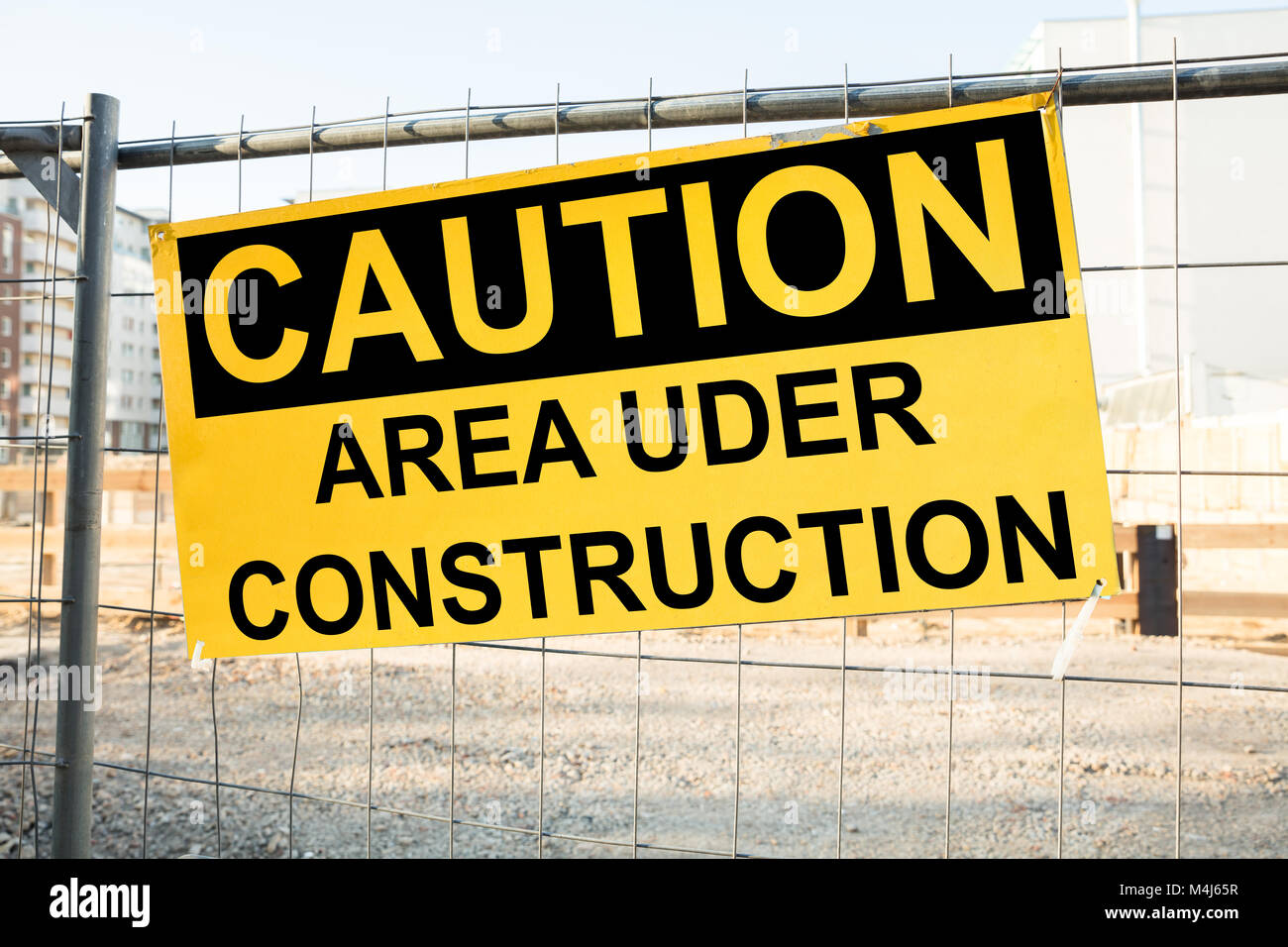 Close-up Of A Caution Sign On The Construction Site Stock Photo - Alamy
