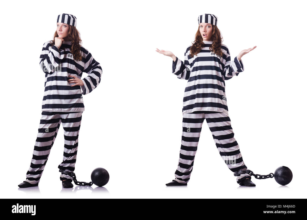 Prisoner in striped uniform on white Stock Photo - Alamy