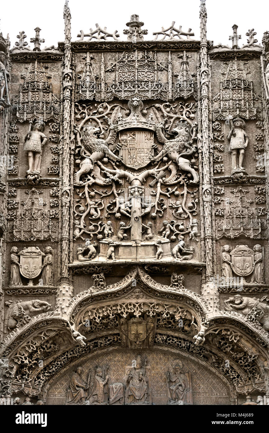 Sculptures of front facade (details) The Iglesia conventual de San ...