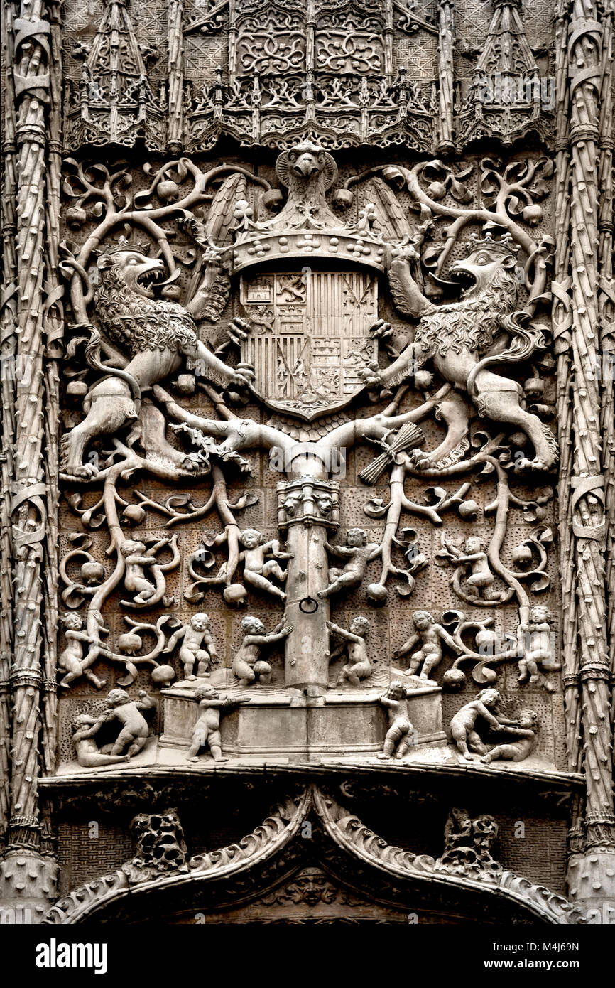 Sculptures of front facade (details) The Iglesia conventual de San ...