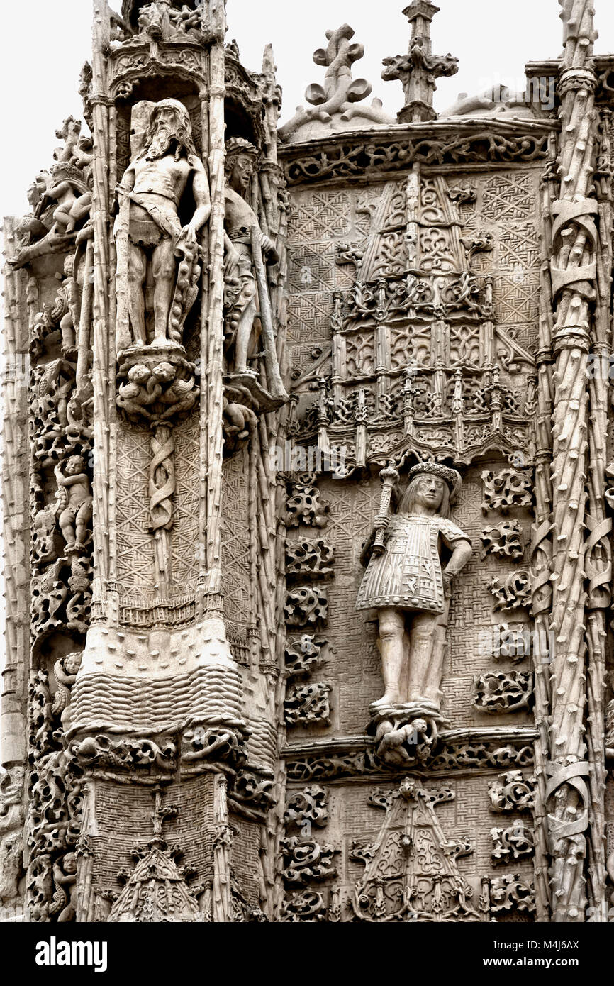 Sculptures of front facade (details) The Iglesia conventual de San ...