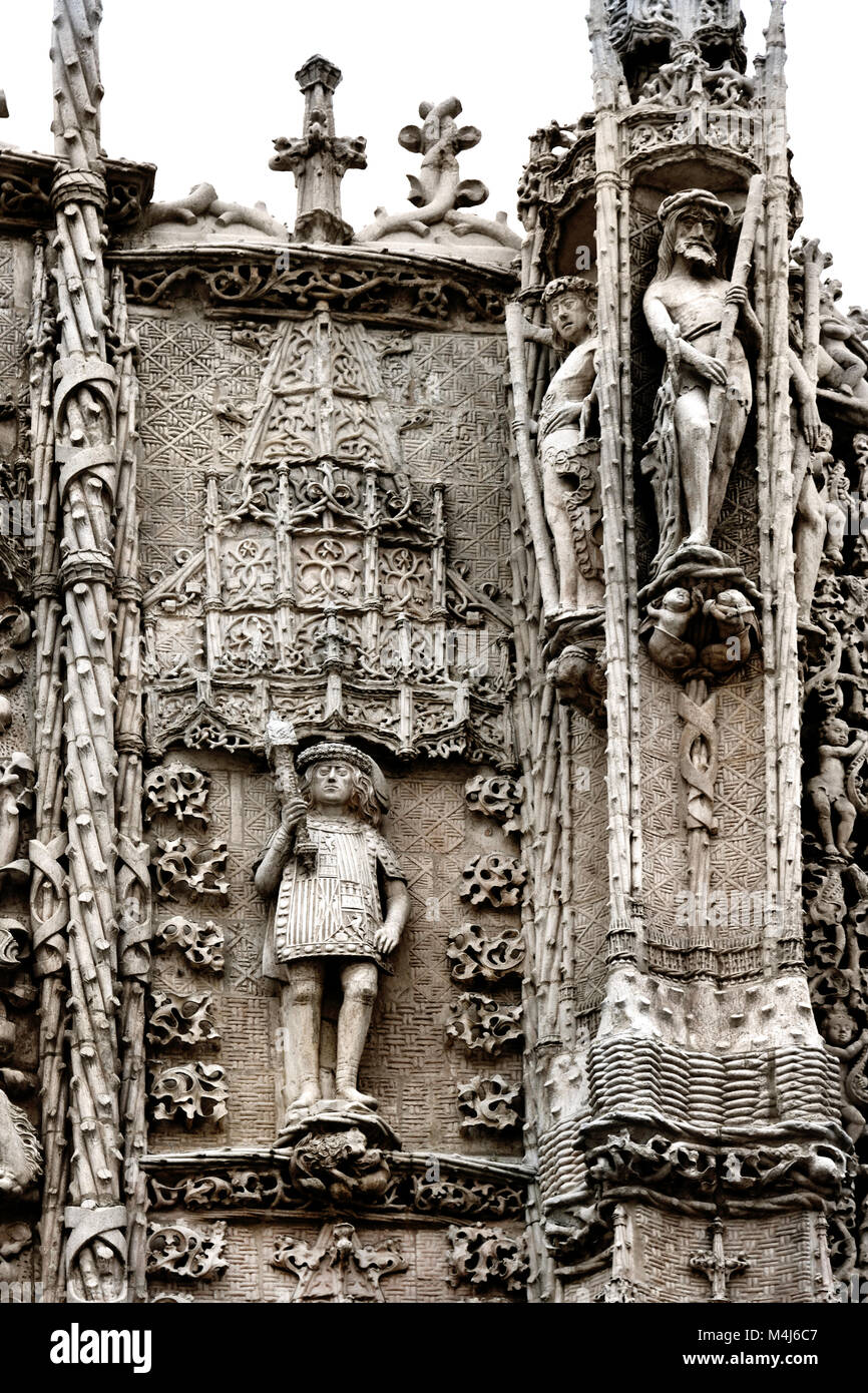 Sculptures of front facade (details) The Iglesia conventual de San ...