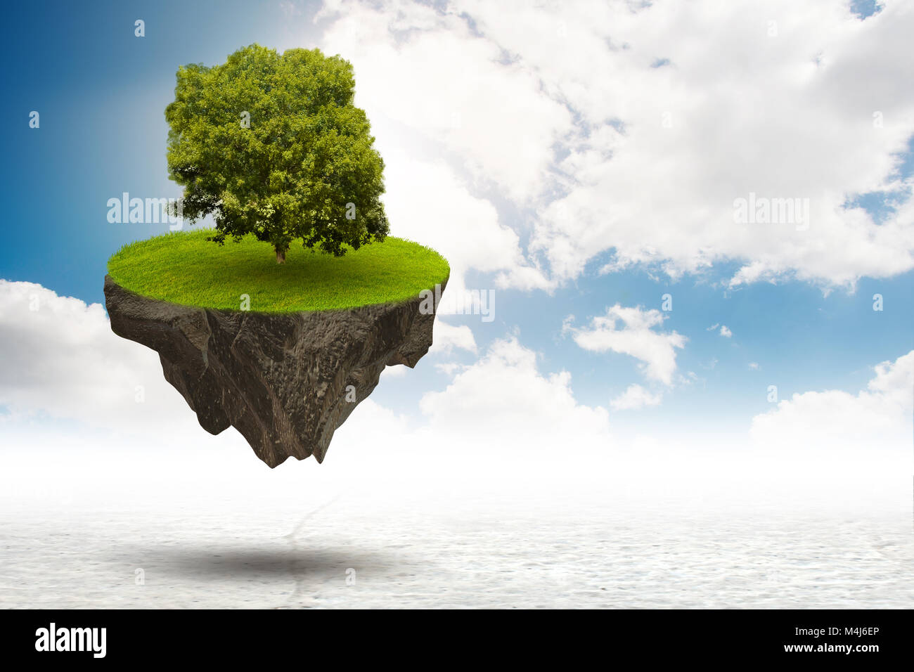 Single tree on floating island - 3d rendering Stock Photo - Alamy