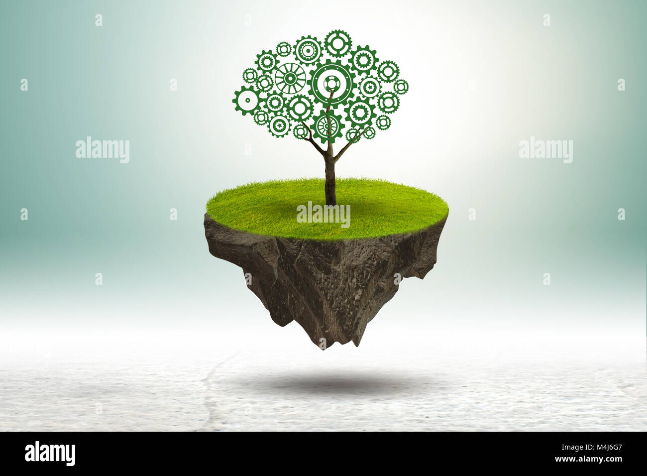 Single tree on floating island - 3d rendering Stock Photo - Alamy
