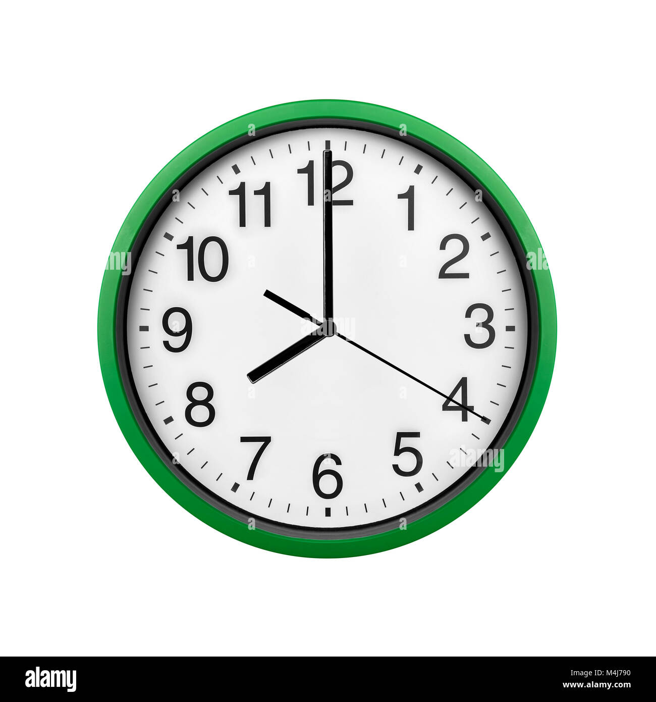 Green wall clock isolated on a white background Stock Photo - Alamy