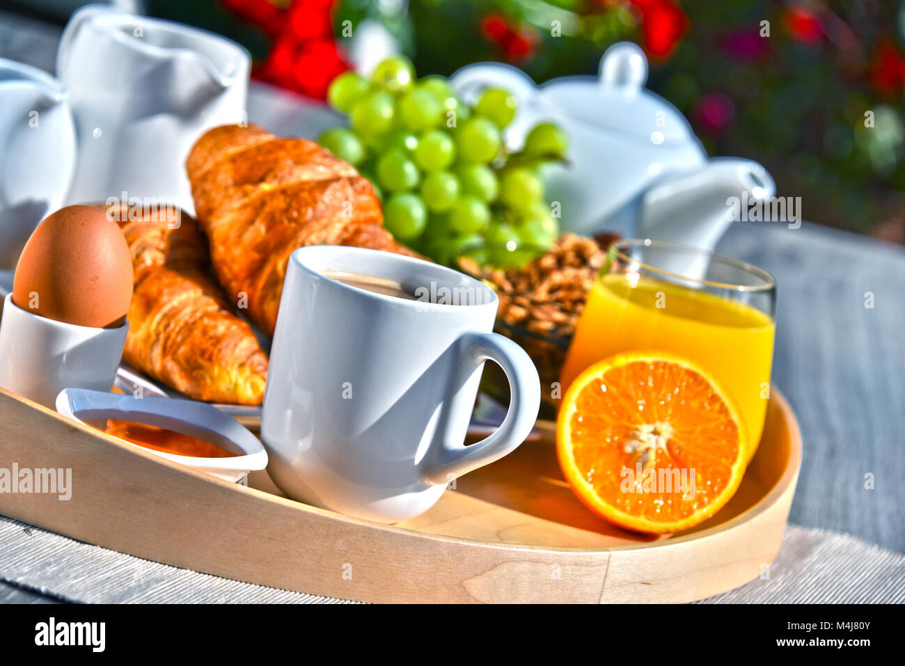 Breakfast served with coffee Stock Photo - Alamy