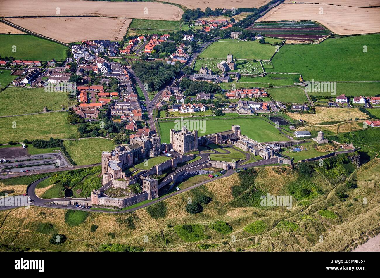 Aerial image of bamburgh castle hi-res stock photography and images - Alamy