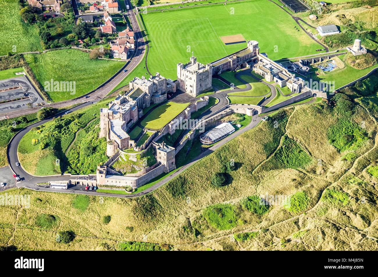 Aerial image of bamburgh castle hi-res stock photography and images - Alamy