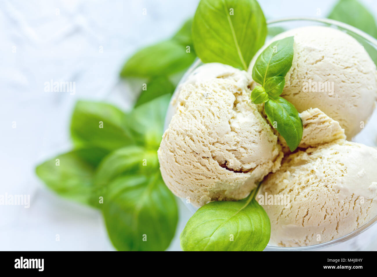 Delicious homemade Basil ice cream Stock Photo - Alamy