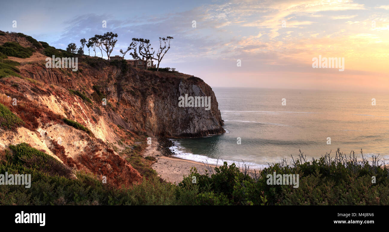 Sunset over the farthest south end of Crystal Cove beach Stock Photo ...
