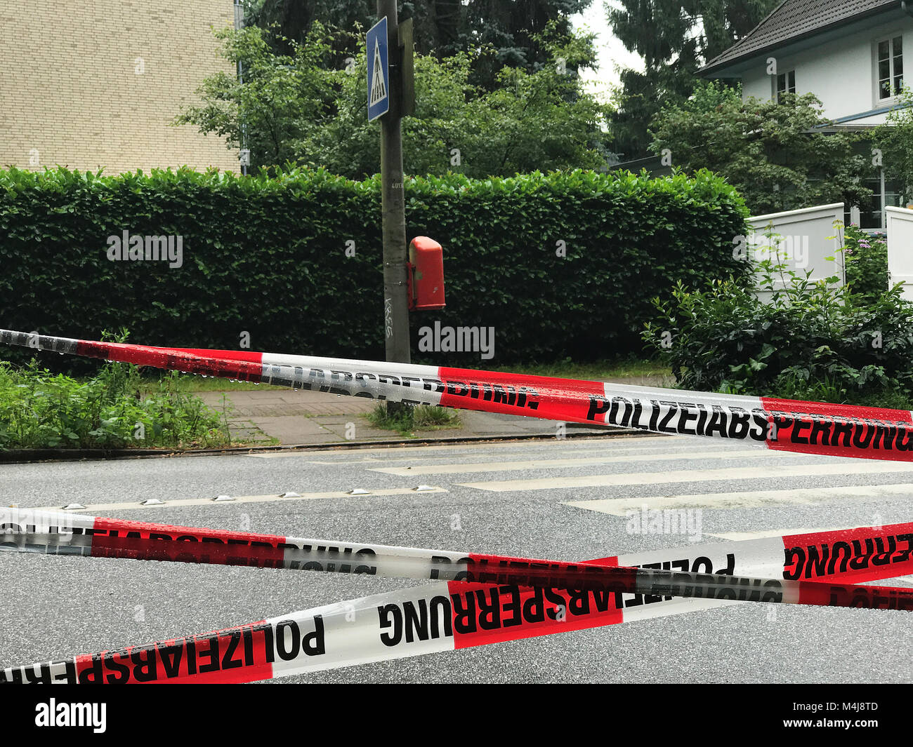 German Police barricade at a pedestrian crossing Stock Photo - Alamy