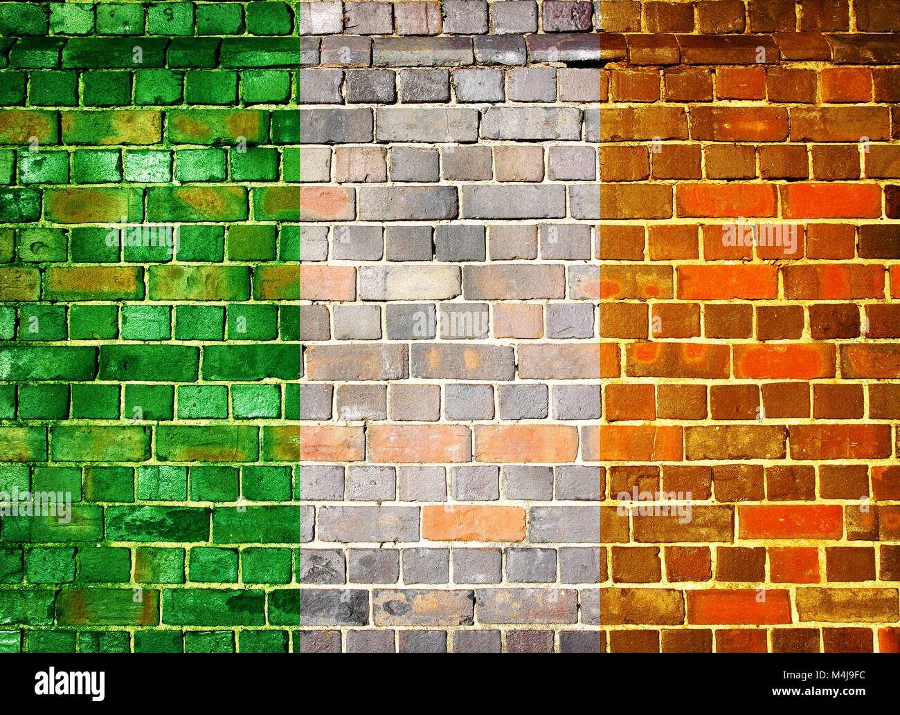 Ireland flag on a brick wall background Stock Photo - Alamy