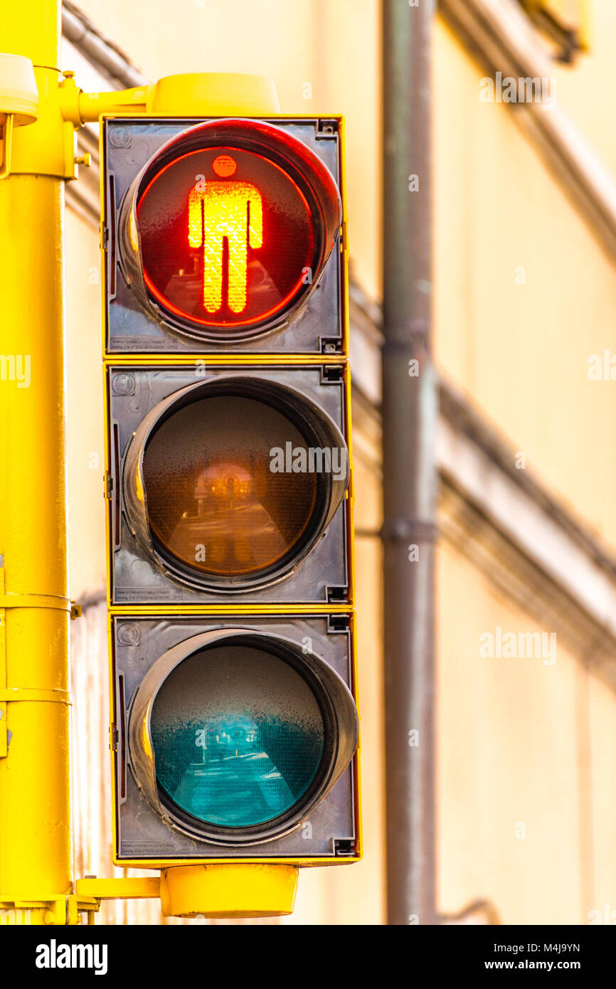 Red traffic light for pedestrians Stock Photo - Alamy