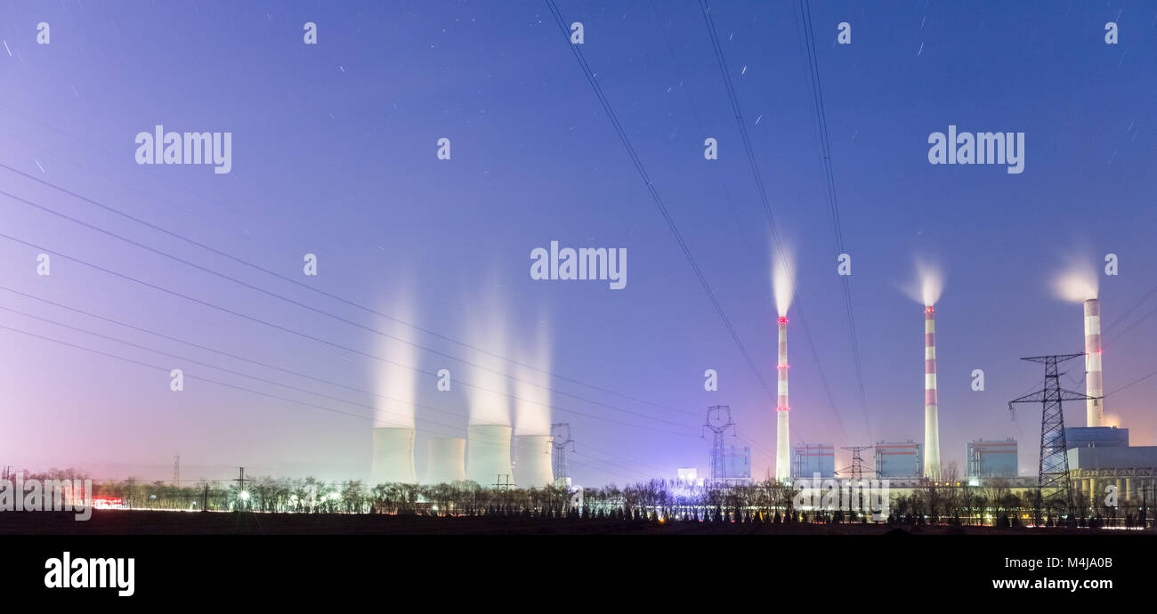 power plant at night Stock Photo - Alamy