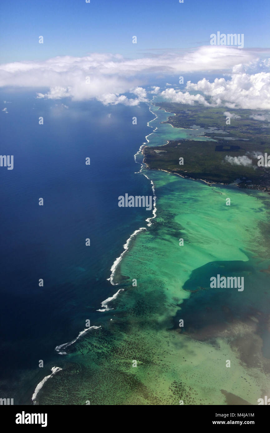 Mauritius sky view showing the beautiful ocean Stock Photo - Alamy