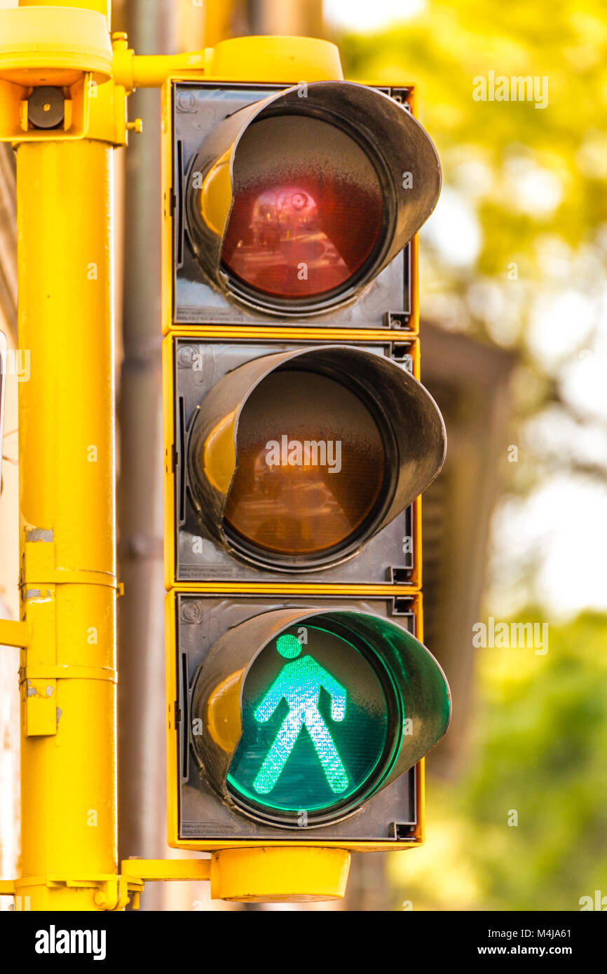 Green traffic light for pedestrians Stock Photo - Alamy