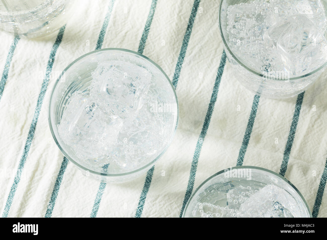 Fresh Spring Sparkling Water with Ice in a Glass Stock Photo - Alamy