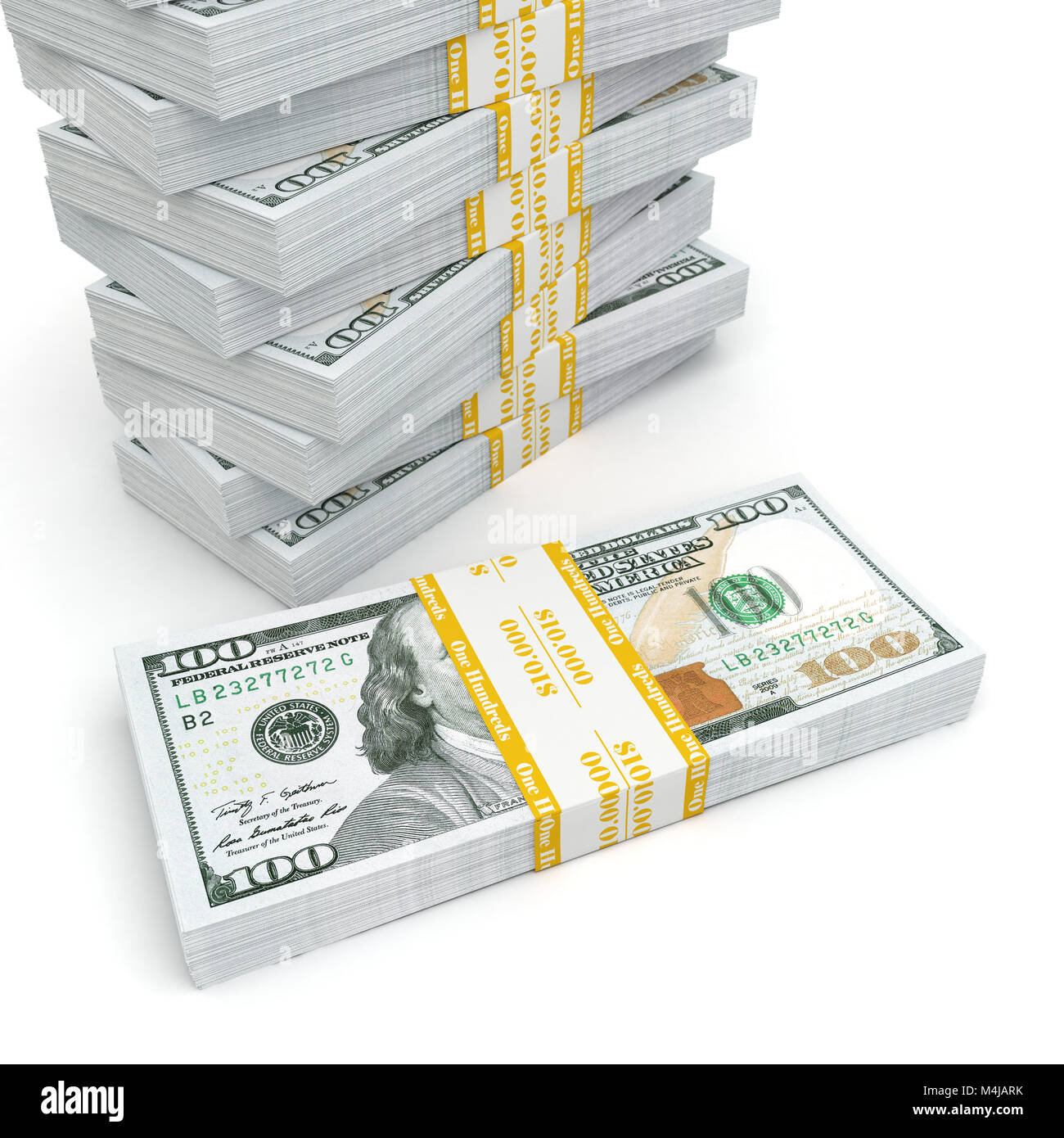 3d rendering lots of packs of US dollars Stock Photo - Alamy