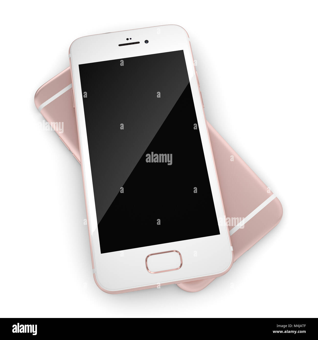 3D rendering pink smart phone with black screen Stock Photo - Alamy