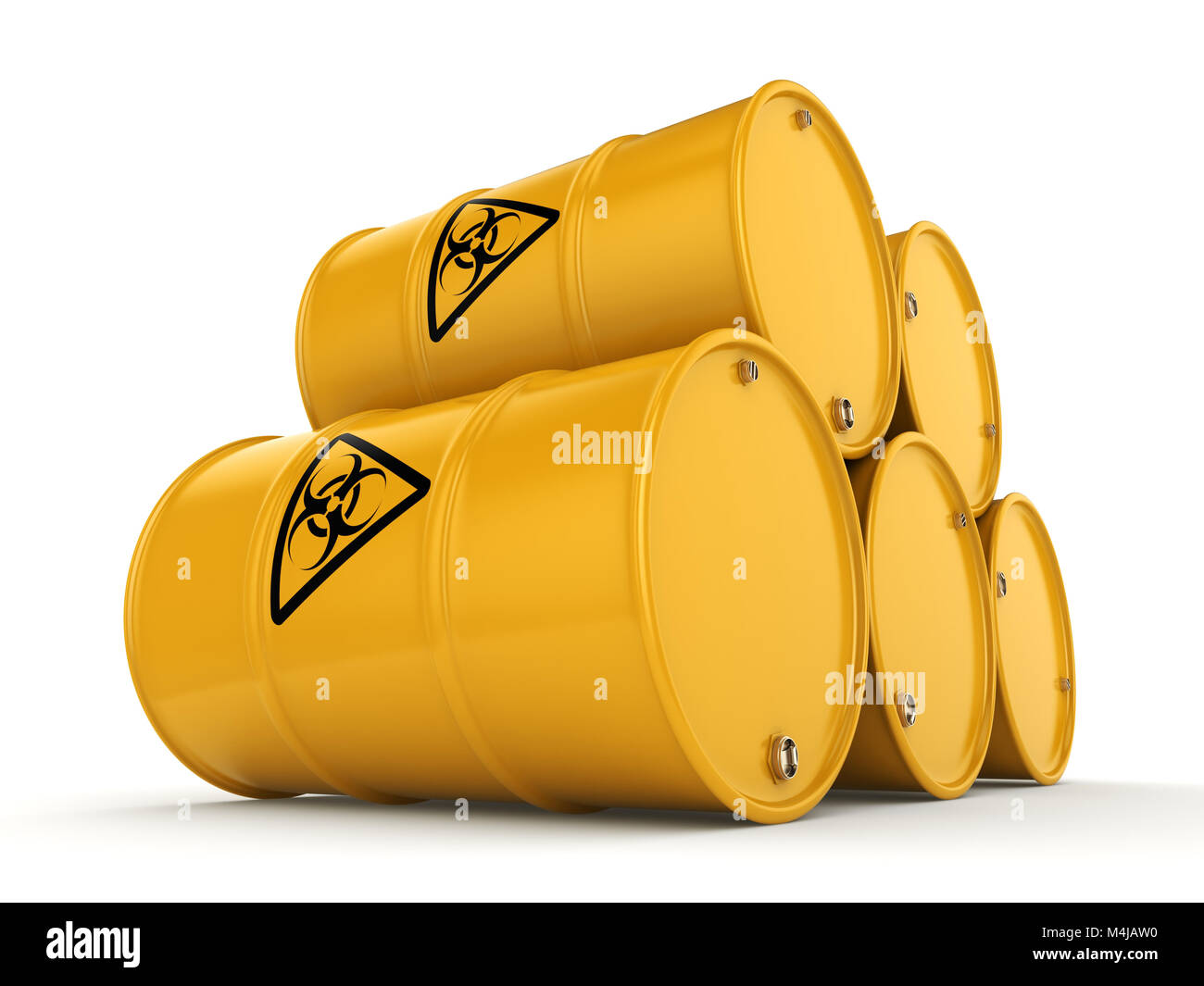 3D rendering biohazard barrels Stock Photo - Alamy