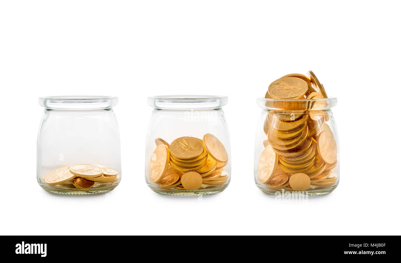 Golden coins in glass hi-res stock photography and images - Alamy