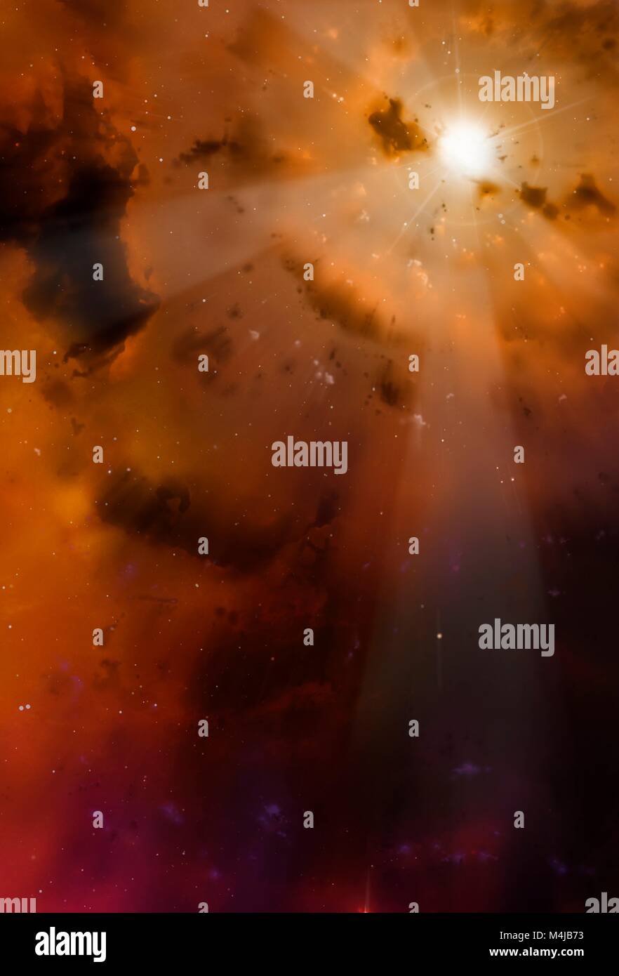 Illustration of a supernova, the explosion of a massive star at the ...