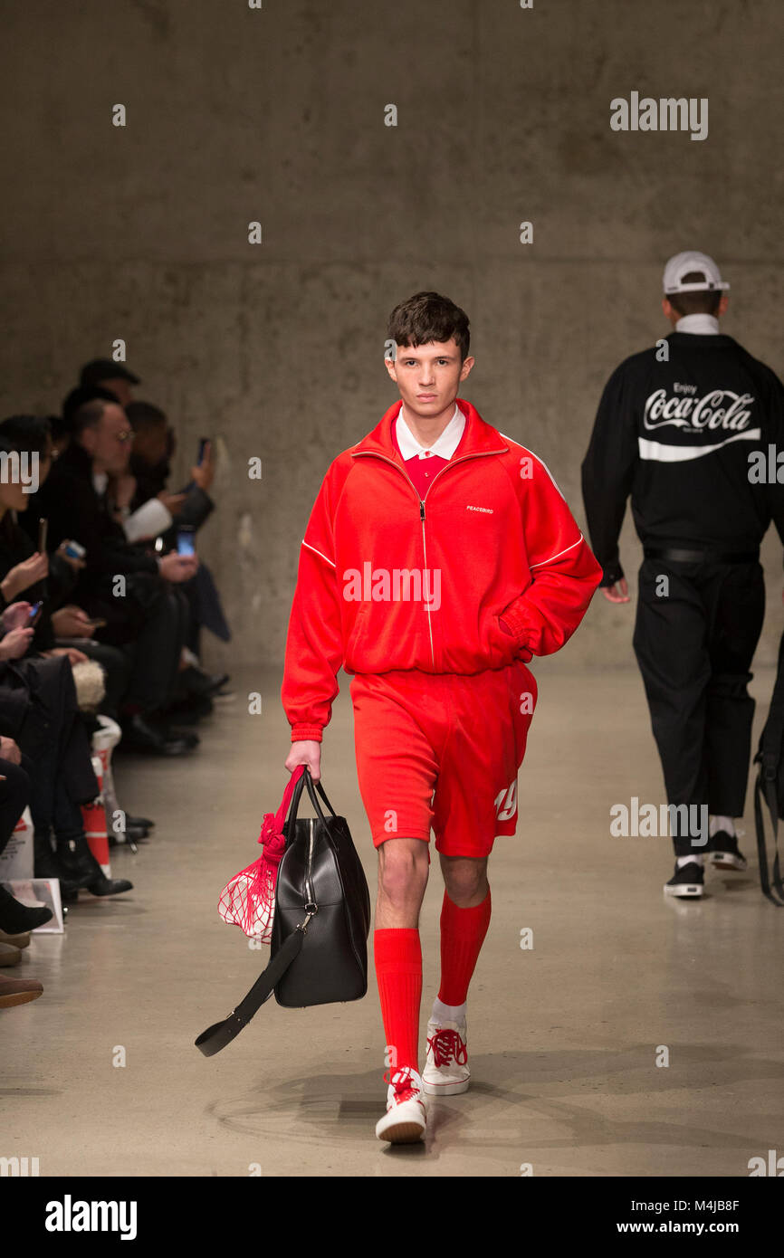 New York, United States. 07th Feb, 2018. Model walks runway for ...
