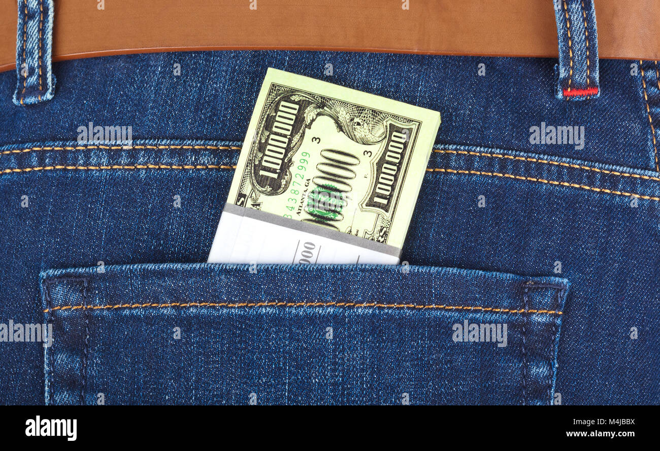 Money in jeans pocket Stock Photo - Alamy