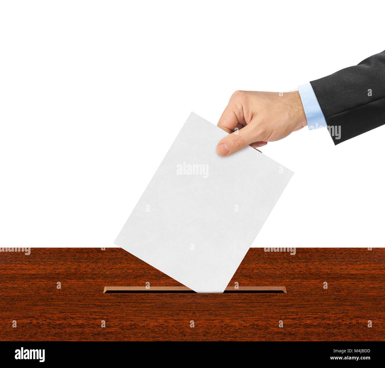 Hand with paper ballot Stock Photo - Alamy