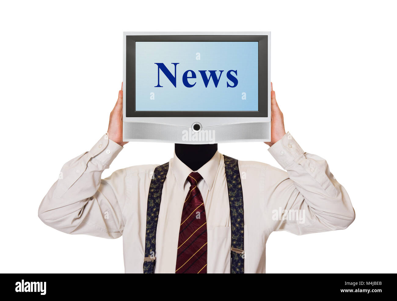Man with News tv screen for head Stock Photo - Alamy