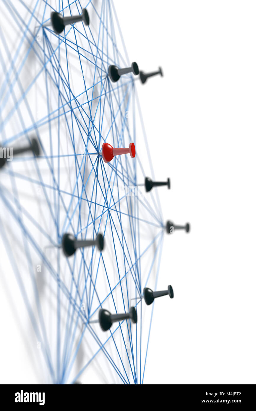 network with pins Stock Photo - Alamy