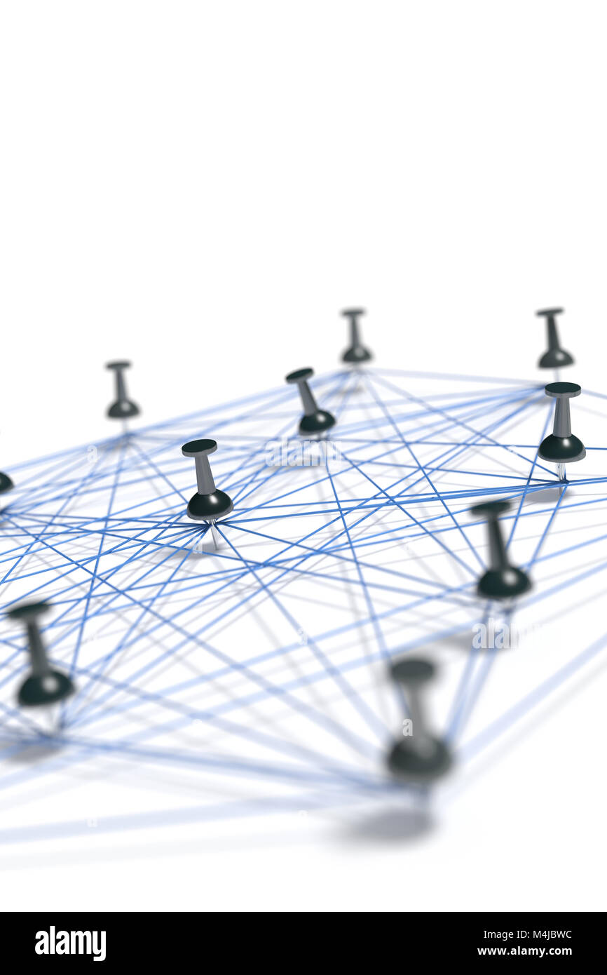 network with pins Stock Photo - Alamy
