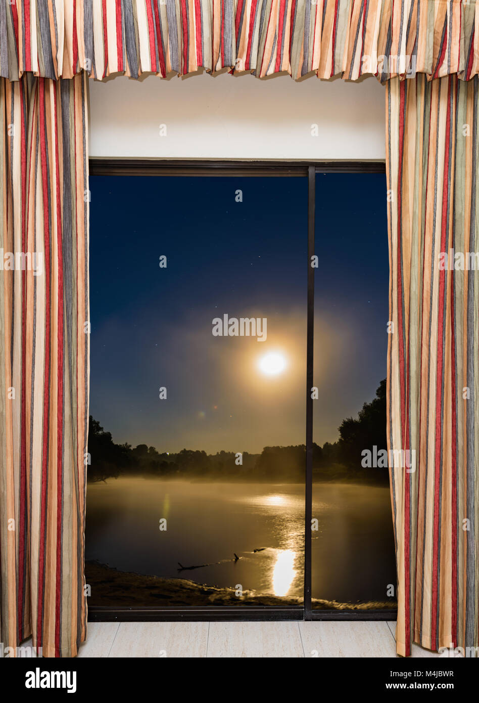 window view of the full moon Stock Photo - Alamy