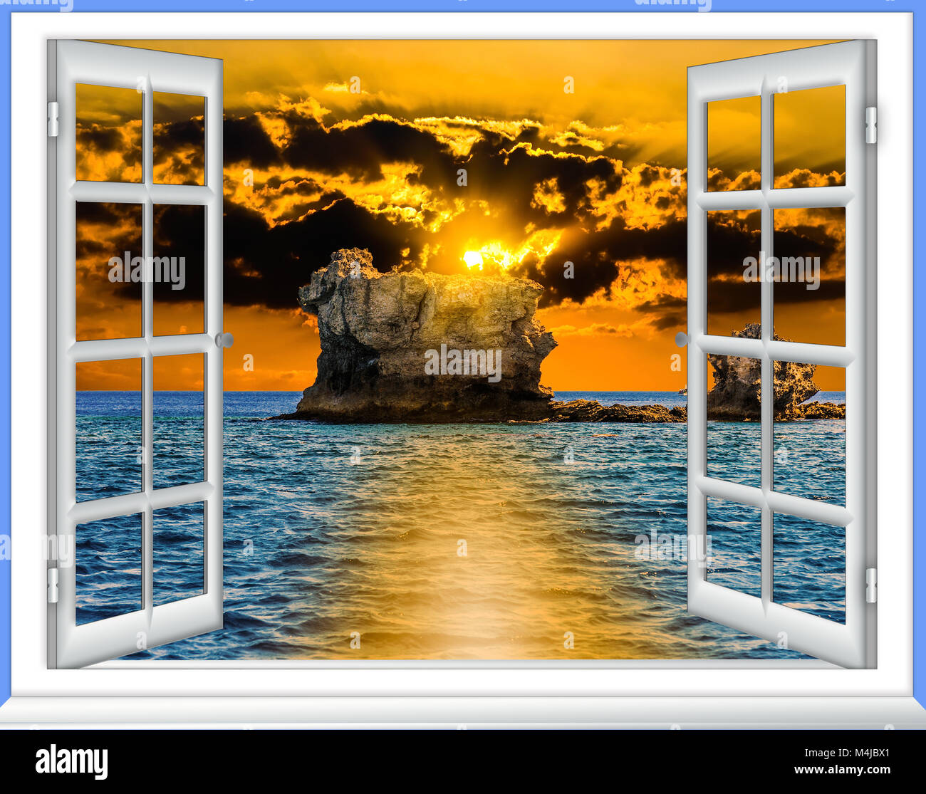 open window cloud sun Stock Photo - Alamy