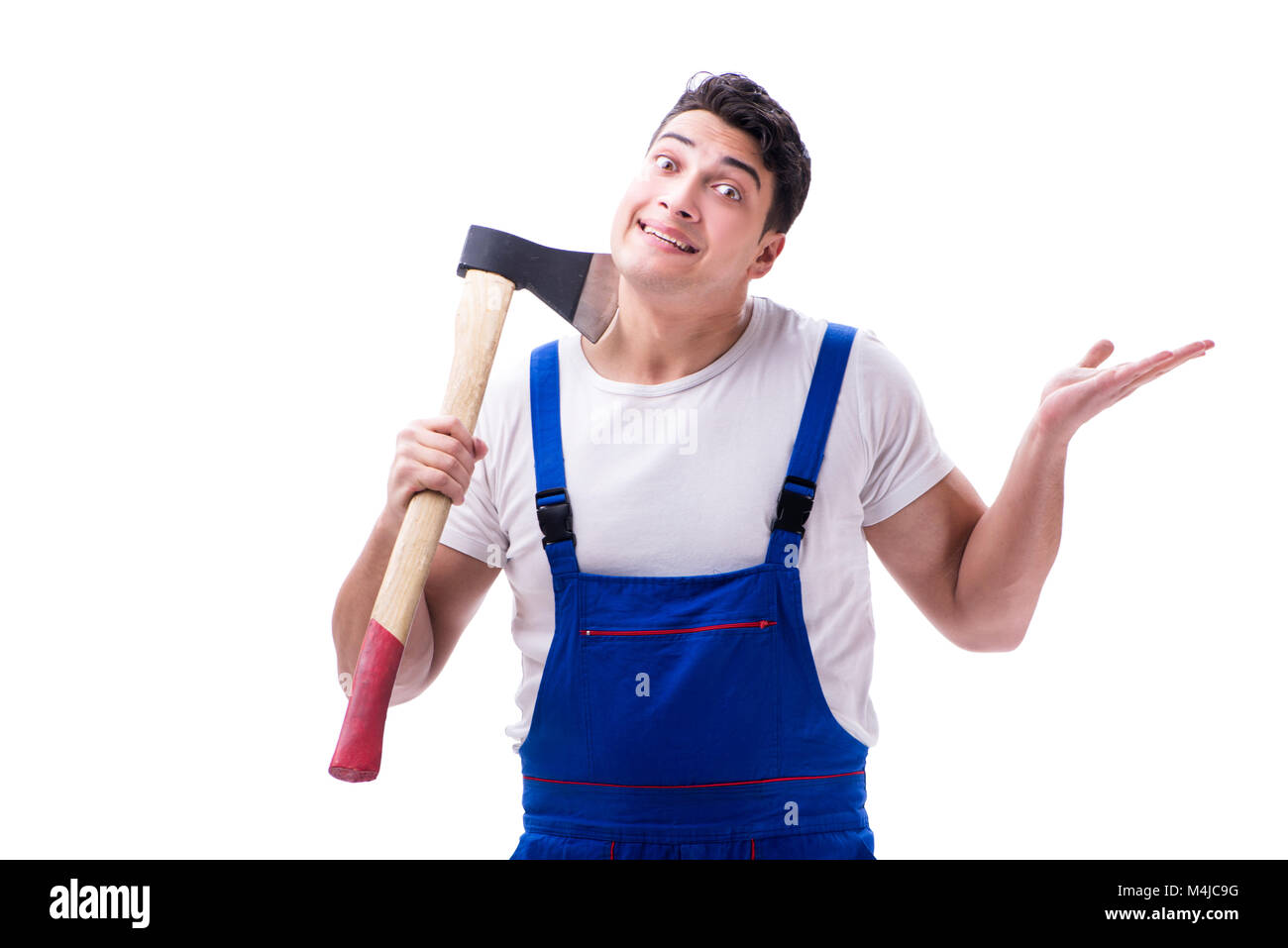 Funny repairman isolated on white Stock Photo - Alamy