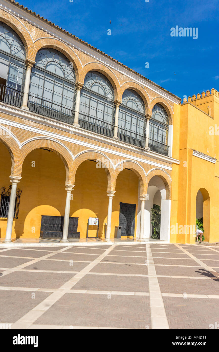 Courtyard of Alcazar in Seville, Spain, Europe Stock Photo - Alamy