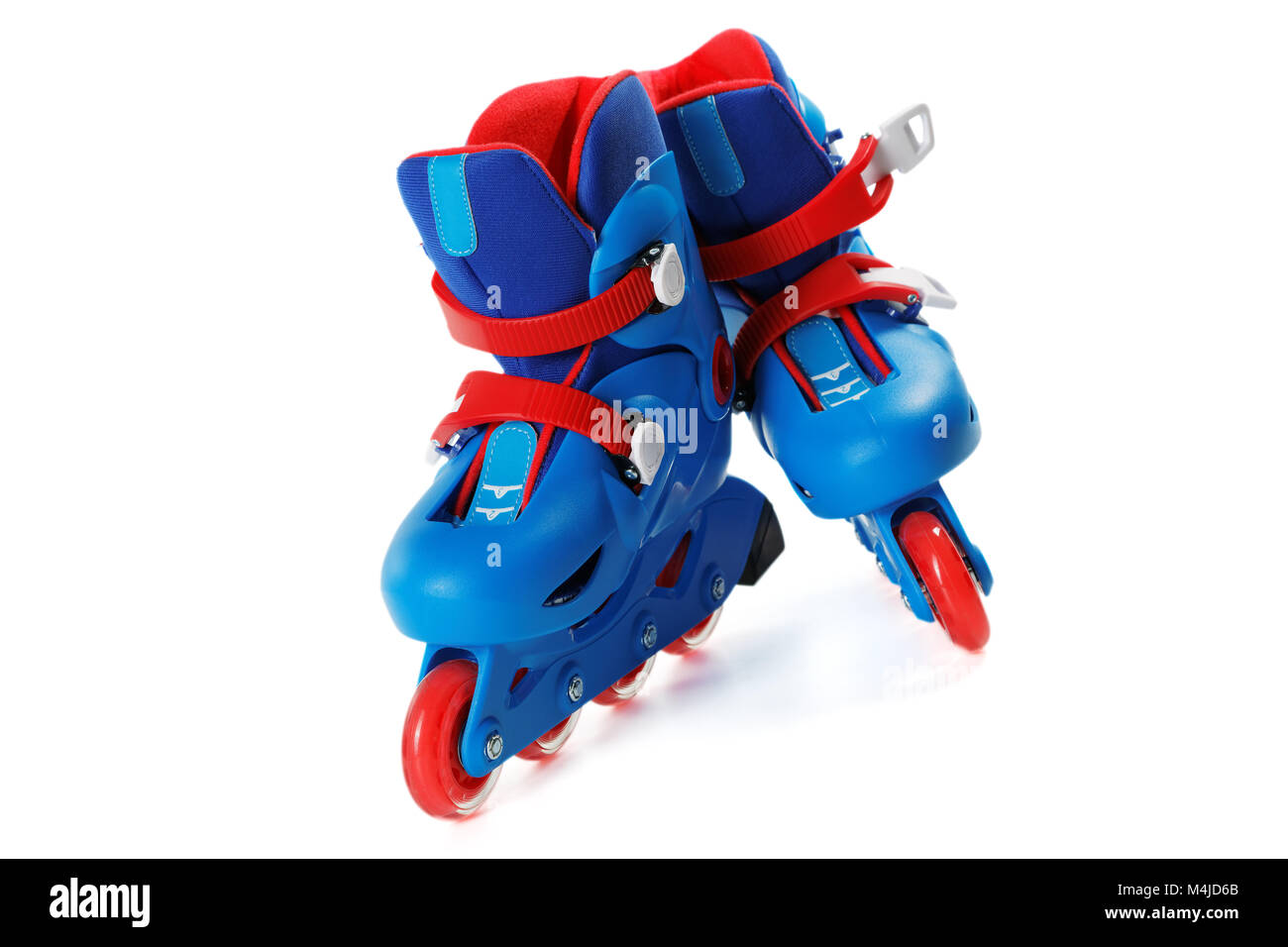 Blue roller skates isolated on white background Stock Photo - Alamy