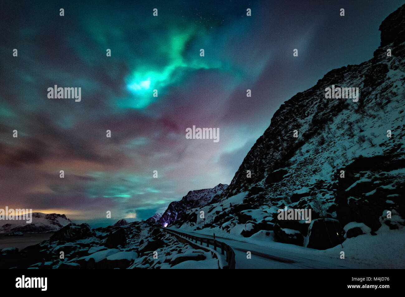 Northern lights in Lofoten Islands Stock Photo - Alamy