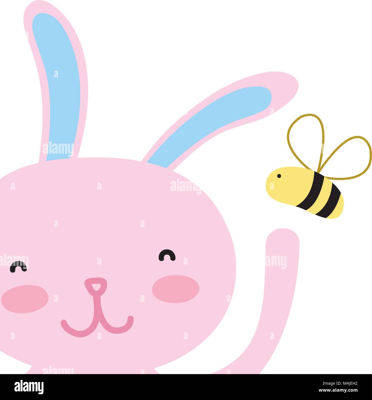 colorful cartoon rabbit with bee insect flying Stock Vector Image & Art ...