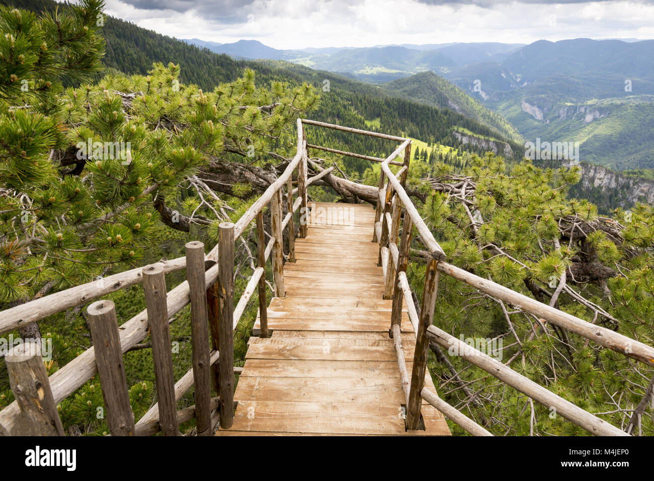 Wooden bridge viewing side Stock Photo - Alamy