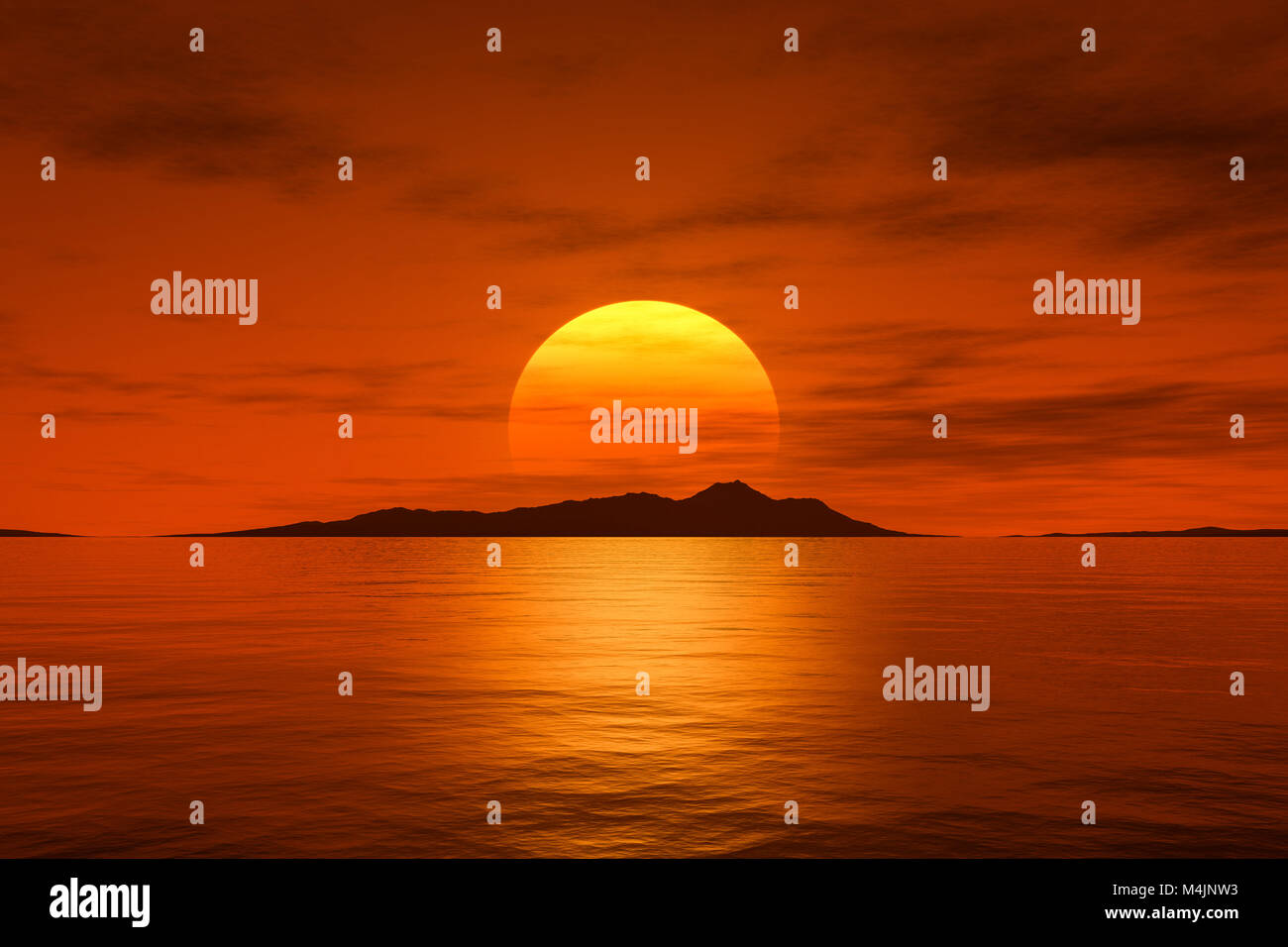 big beautiful fantasy sunset over the ocean Stock Photo - Alamy