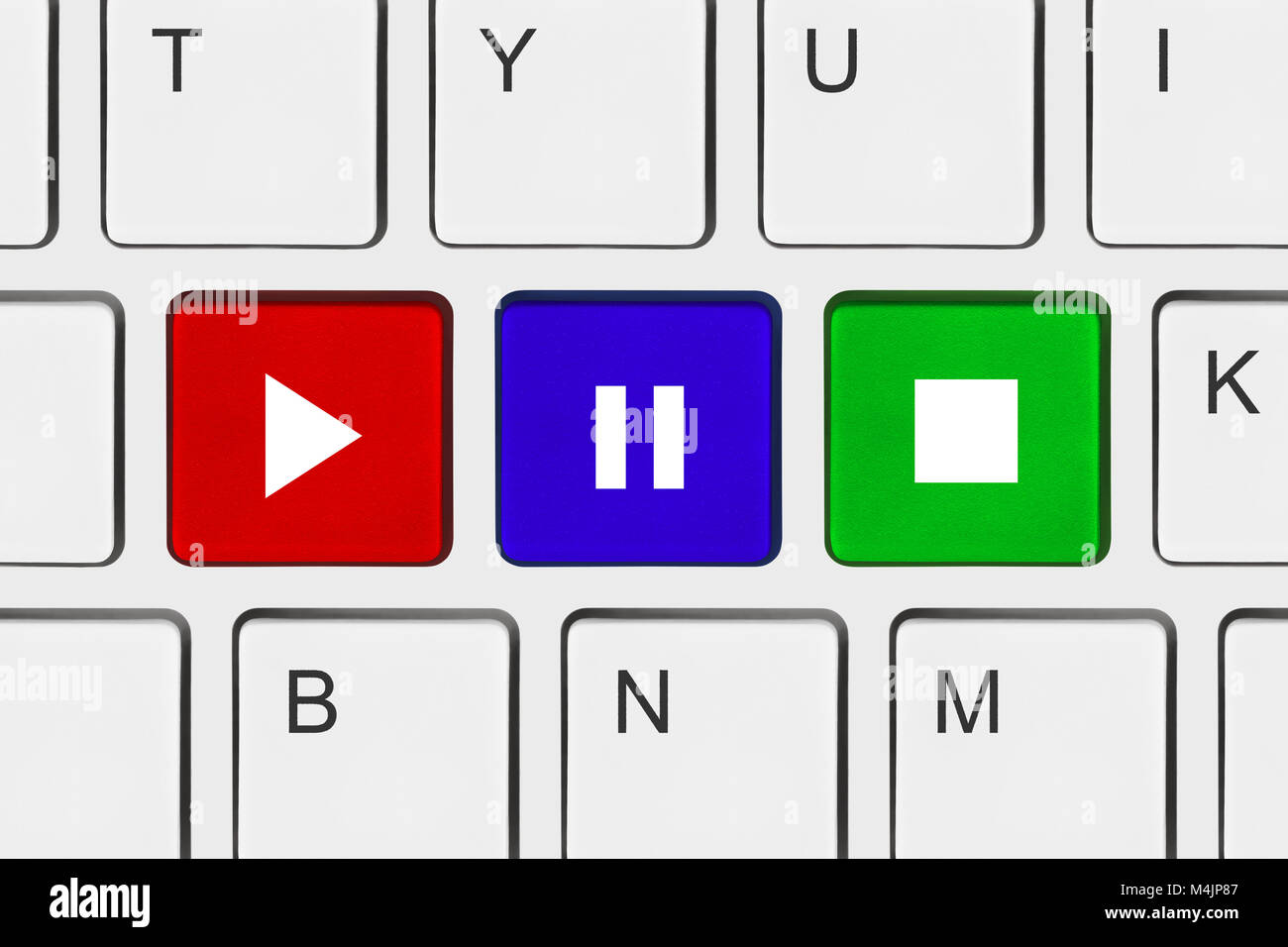 Computer keyboard with Play and Stop keys Stock Photo - Alamy