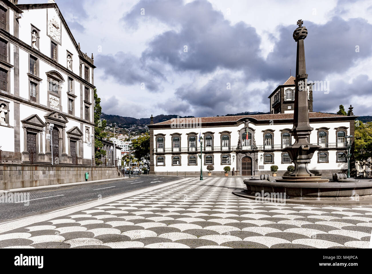 Funchal - Town hall square and Jesuit church - Madeira Stock Photo - Alamy