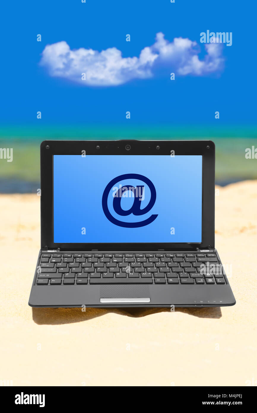 Notebook on beach Stock Photo - Alamy