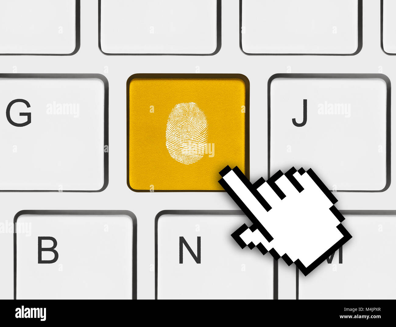 Computer keyboard with fingerprint Stock Photo - Alamy
