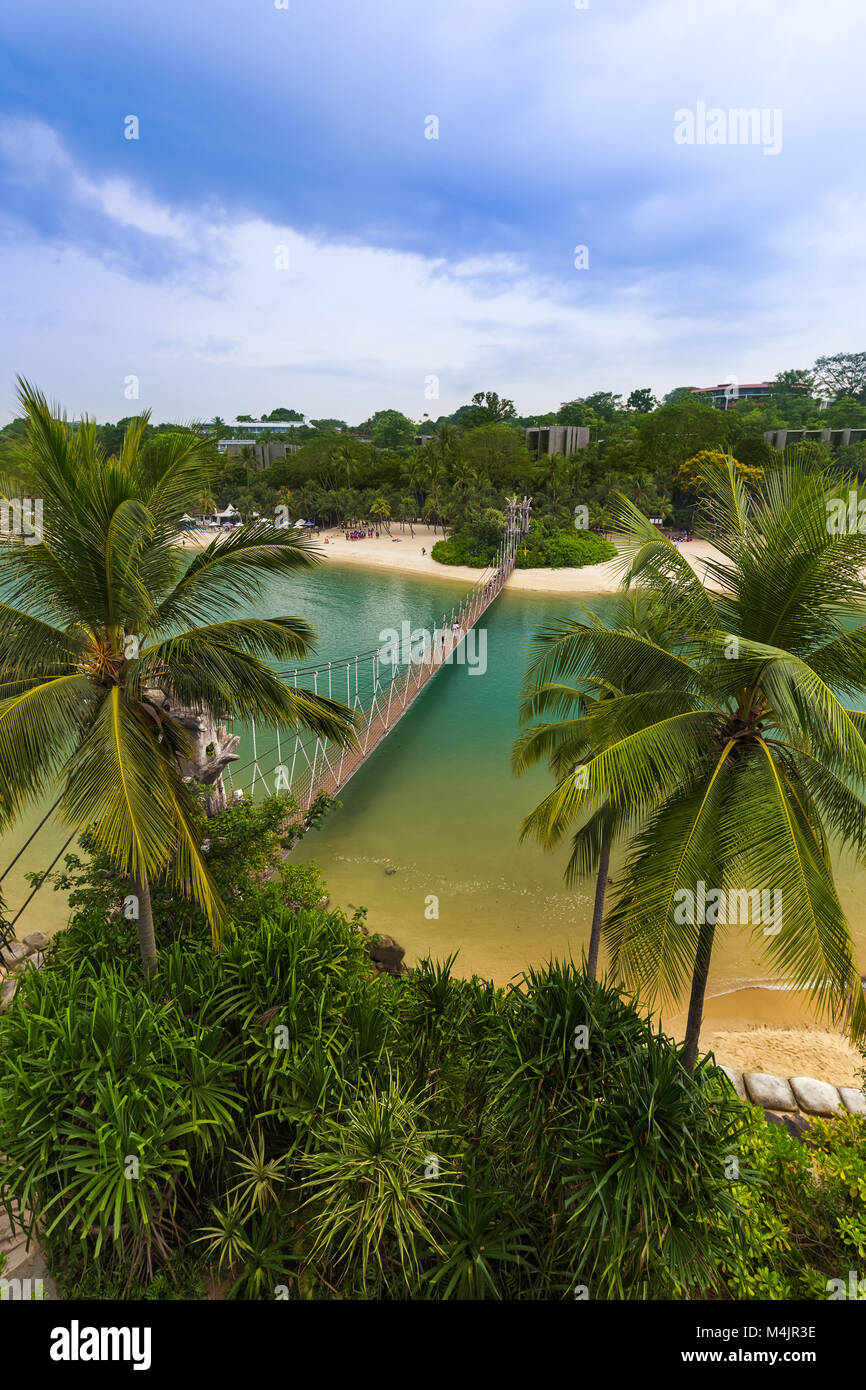 Hanging bridge to Palawan island in Sentosa Singapore Stock Photo - Alamy