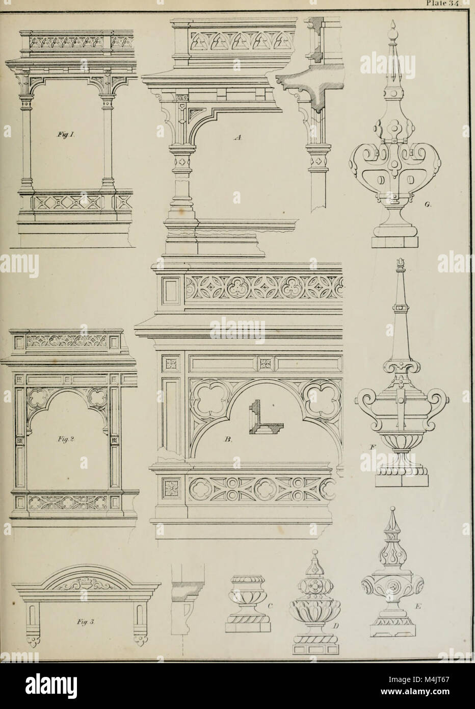 This 1868 architectural design work presents designs for street fronts ...